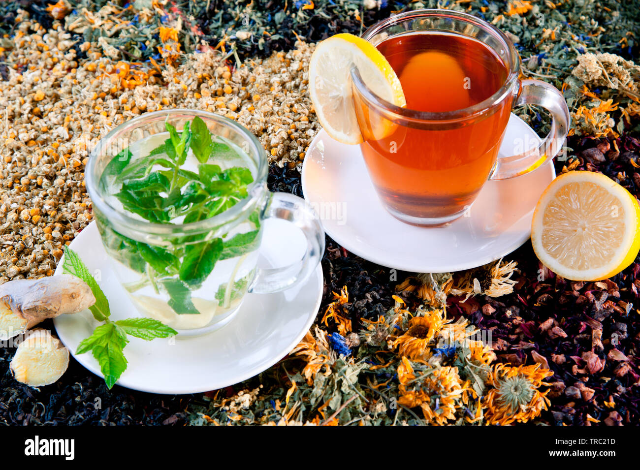 2 Glasses with Tea Stock Photo - Alamy
