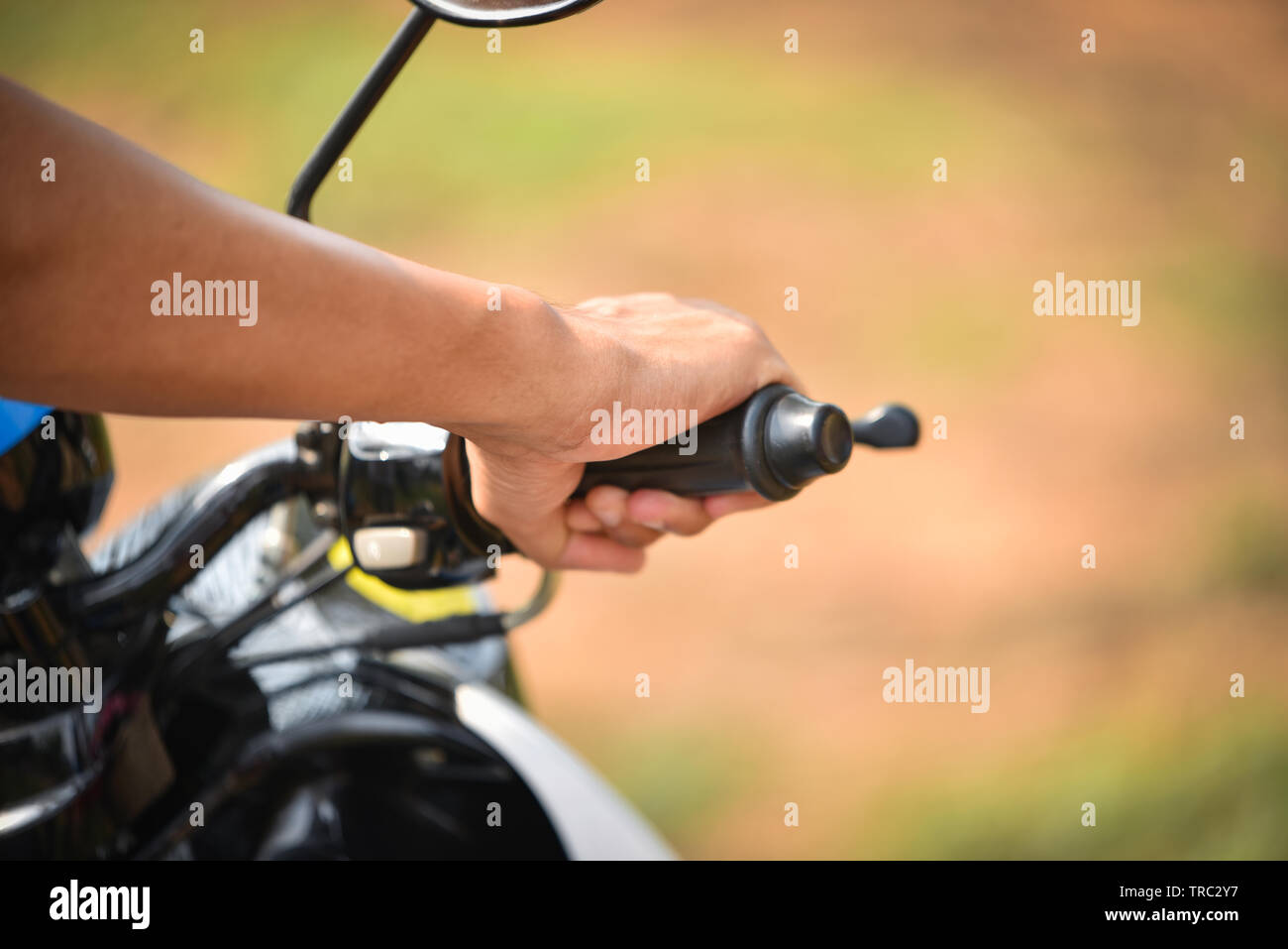 hand Motorcycle / Biker driving motorcycle rides Stock Photo - Alamy