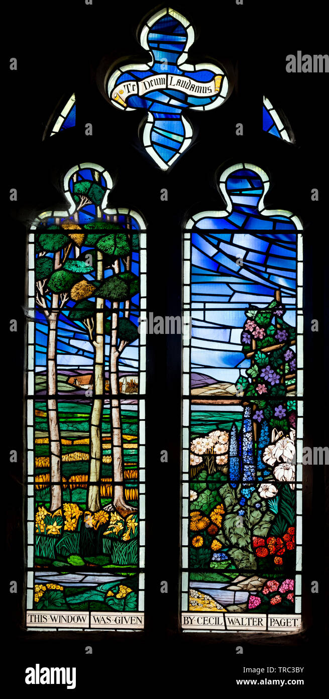 Modern stained glass in St. Michael`s Church, Sutton Bonington ...