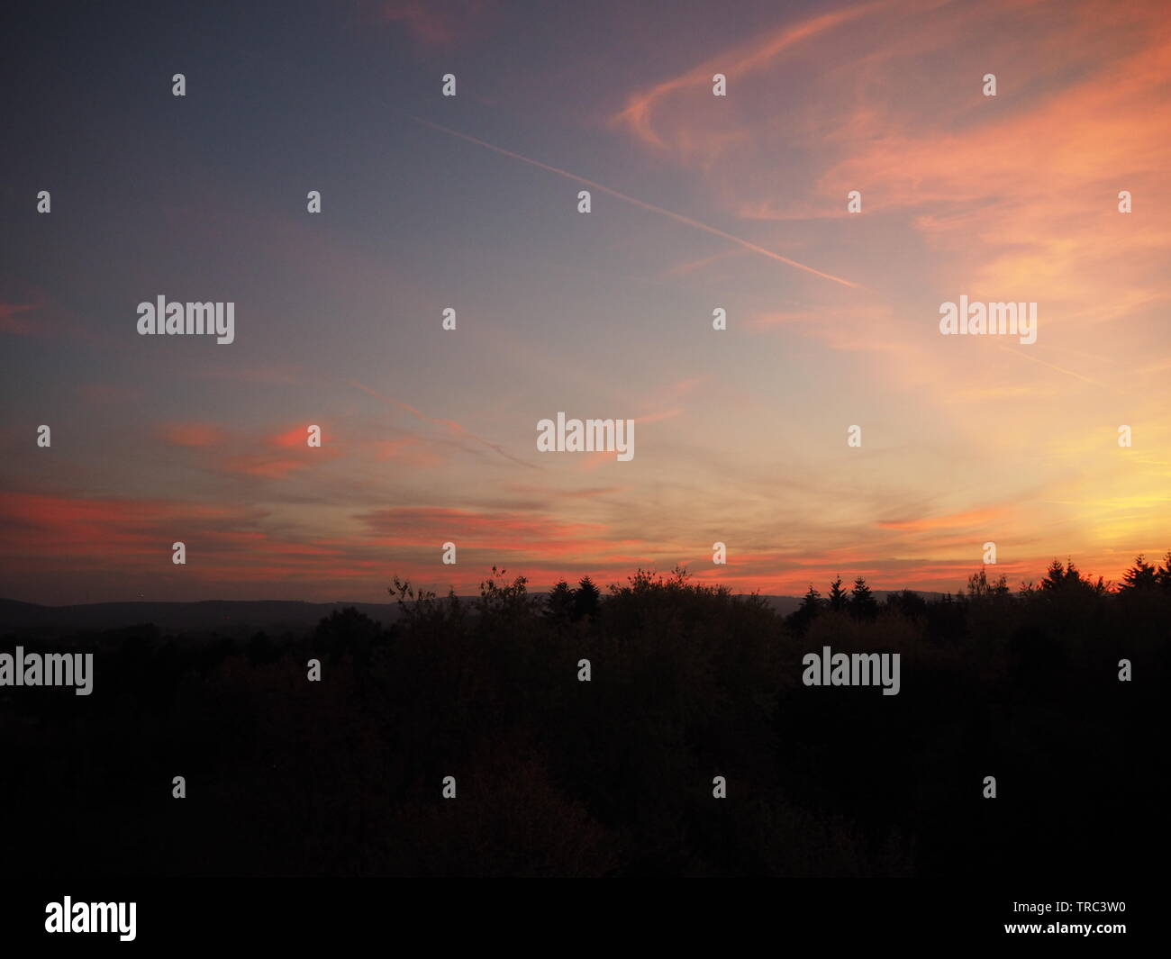 Beautiful pink autumn sunset Stock Photo - Alamy