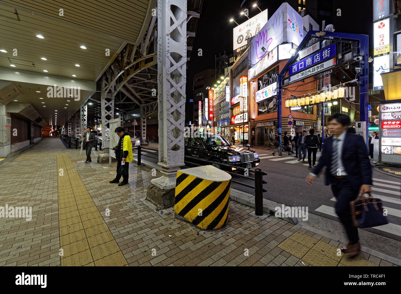 TOKYO, JAPAN, May 14, 2019 : Ginza district by night. The Greater Tokyo ...