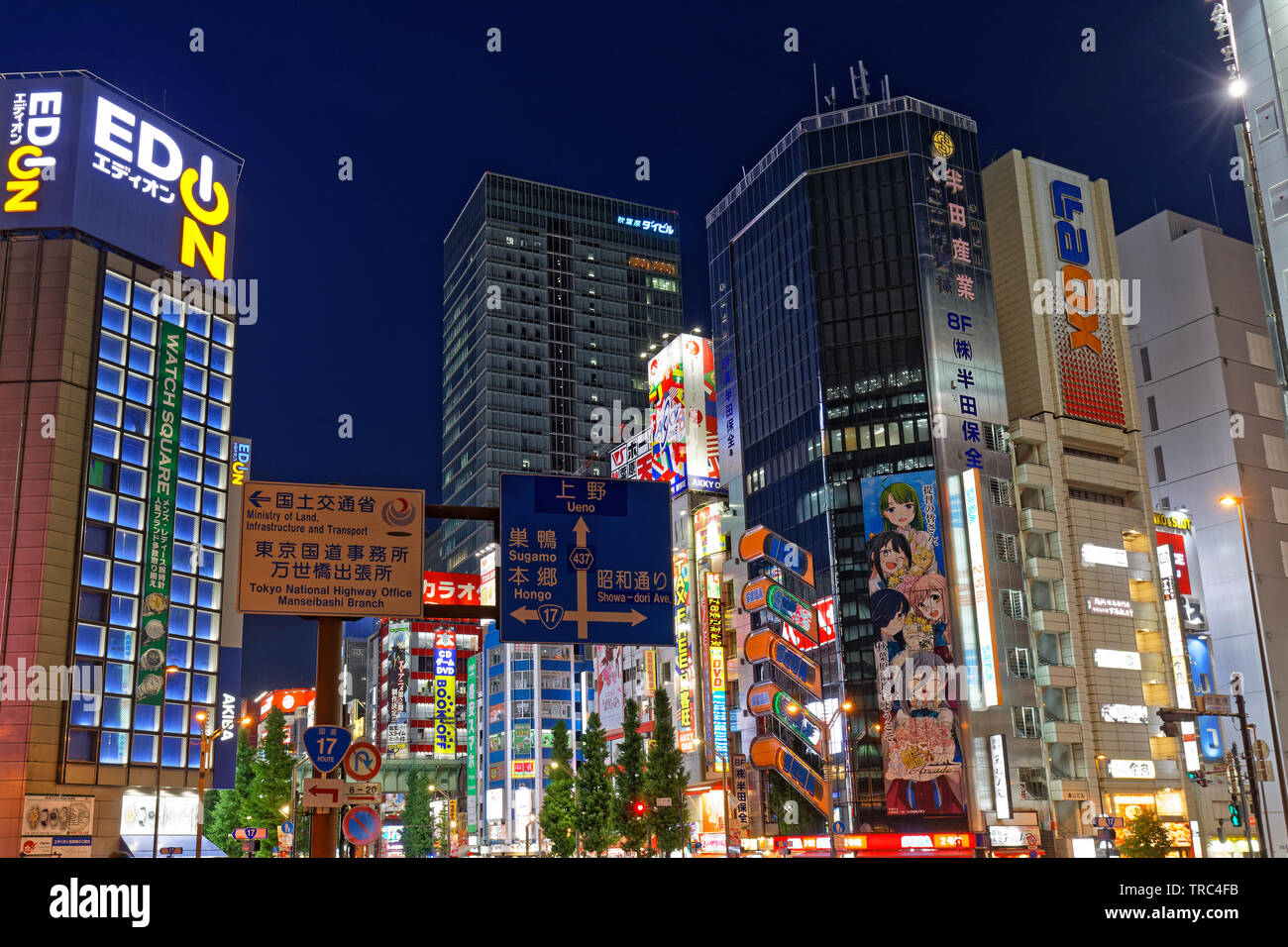 TOKYO, JAPAN, May 15, 2019 : Lights of Akihabara by night. The Greater ...