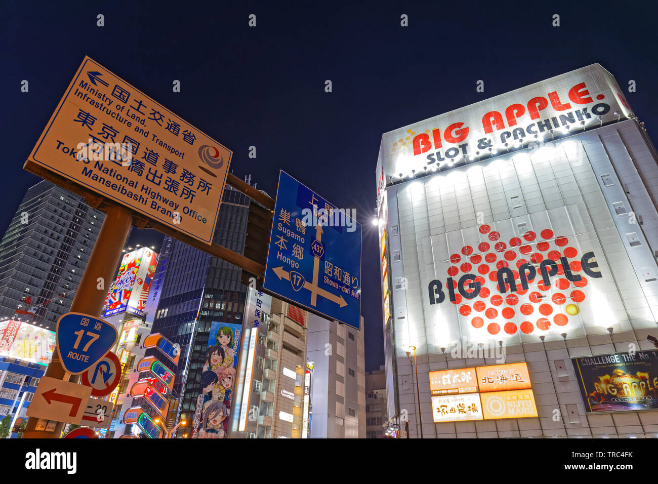 TOKYO, JAPAN, May 15, 2019 : Lights of Akihabara by night. The Greater ...