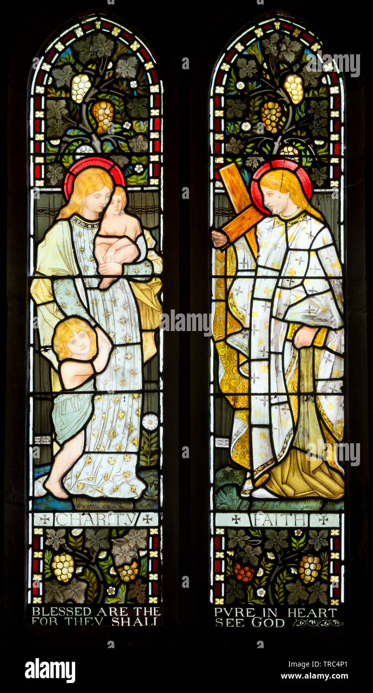 Charity and Faith stained glass, St. Anne`s Church, Sutton Bonington ...