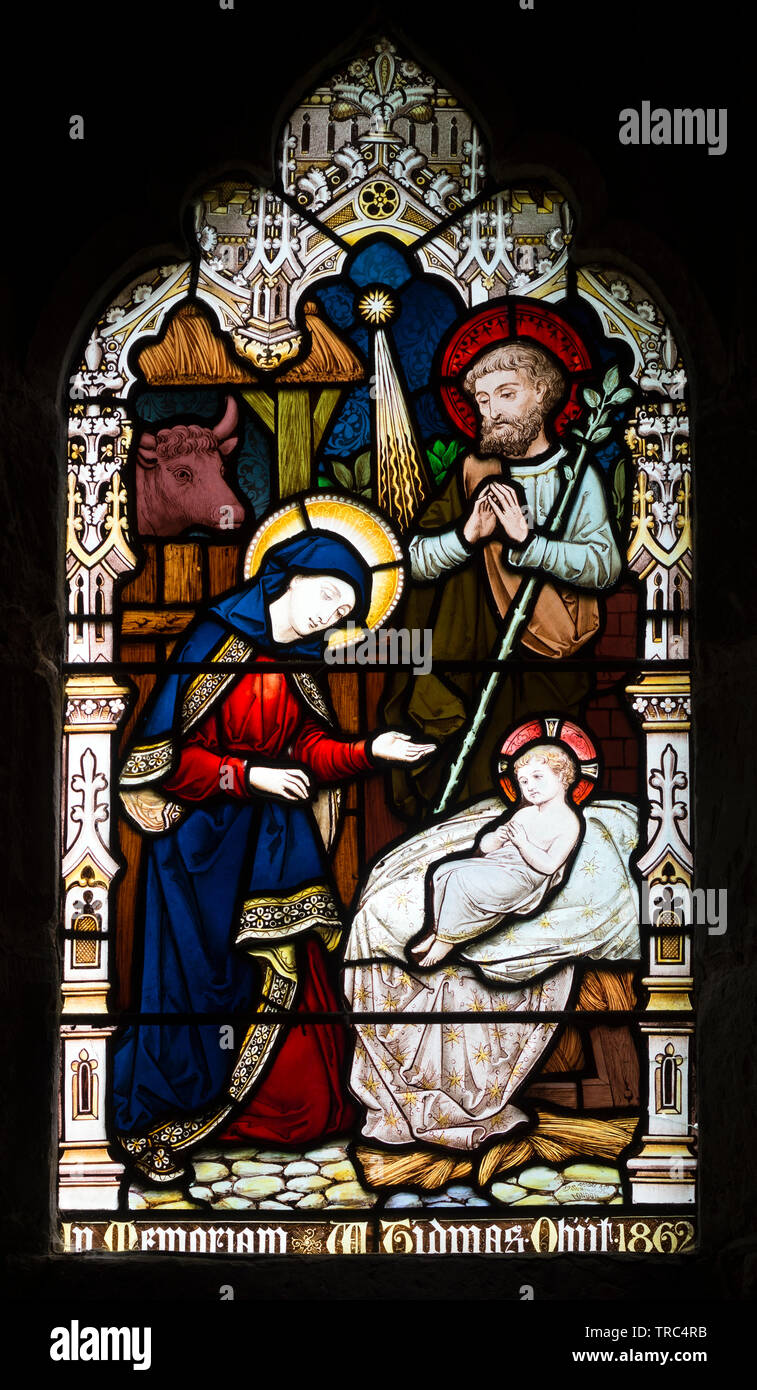 Nativity stained glass, St. Anne`s Church, Sutton Bonington ...