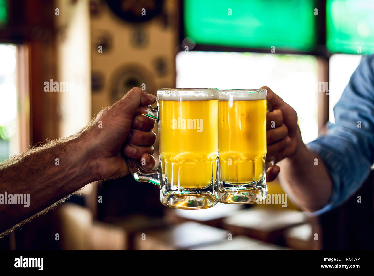 Beer toast mugs hands hi-res stock photography and images - Alamy