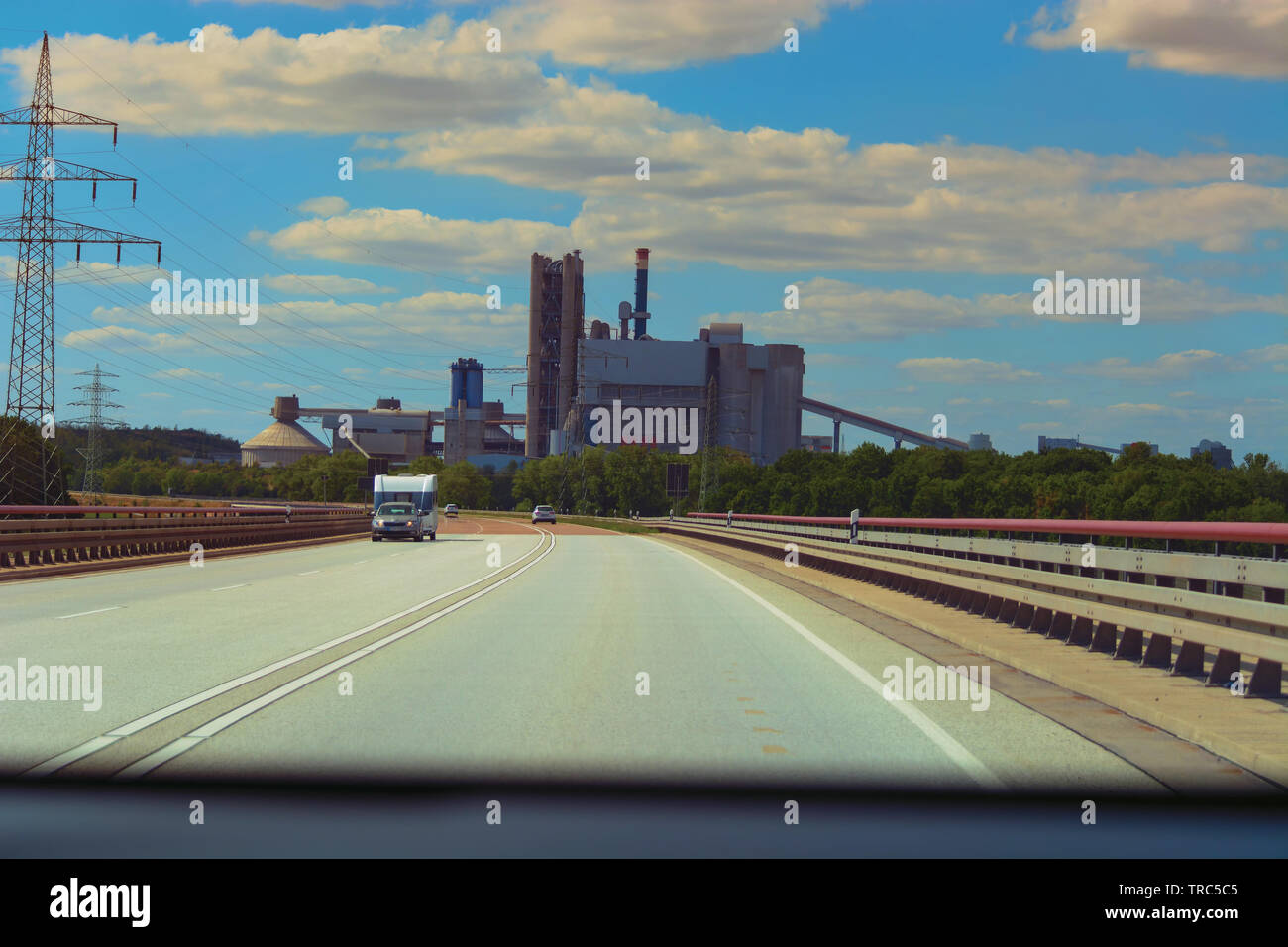 Power station near motorway in Germany Stock Photo - Alamy