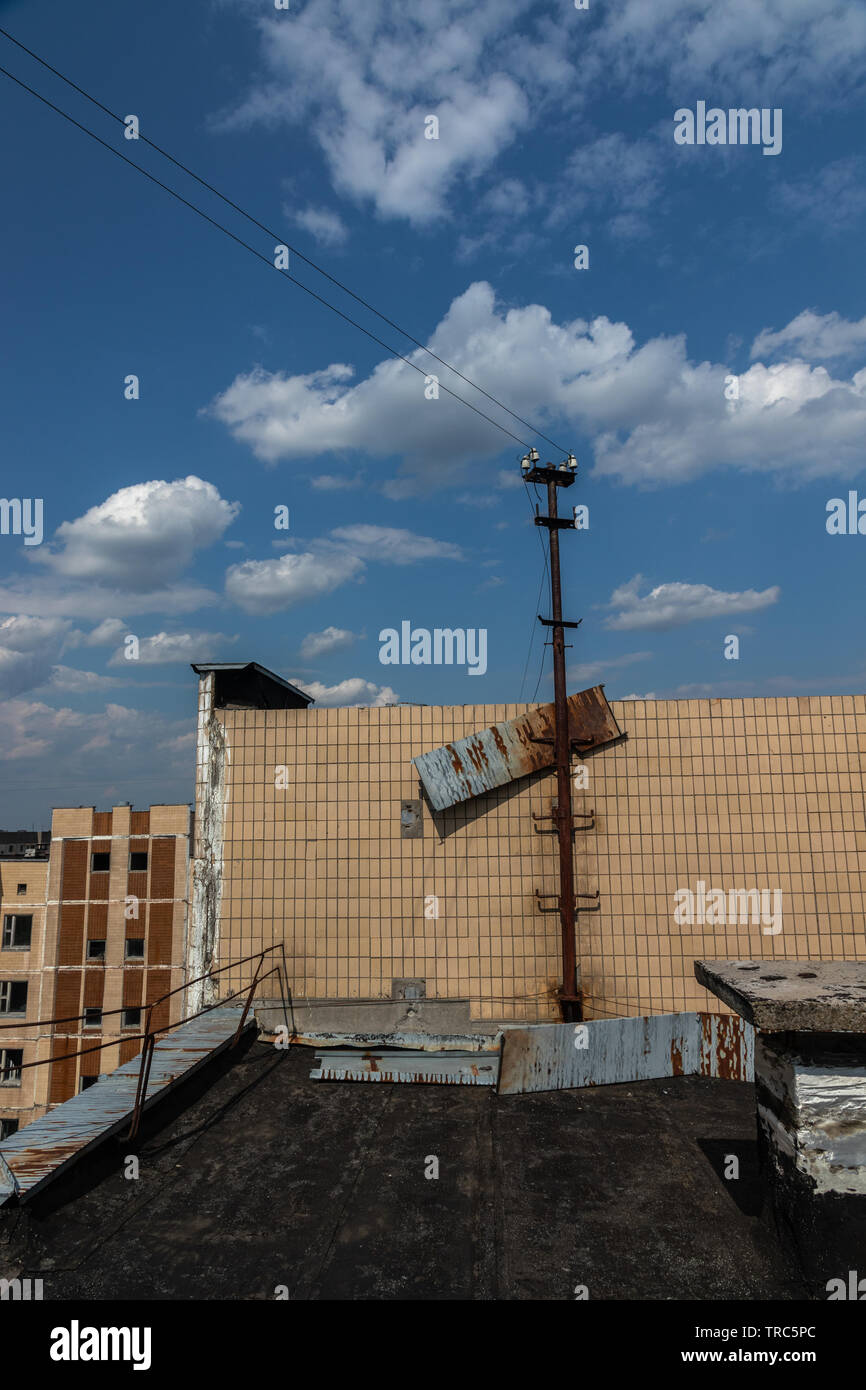 View from roof top of the abandoned city of Pripyat near the former ...