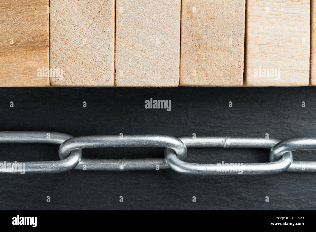 Wooden blocks and chain. Cryptocurrency blockchain abstract concept ...