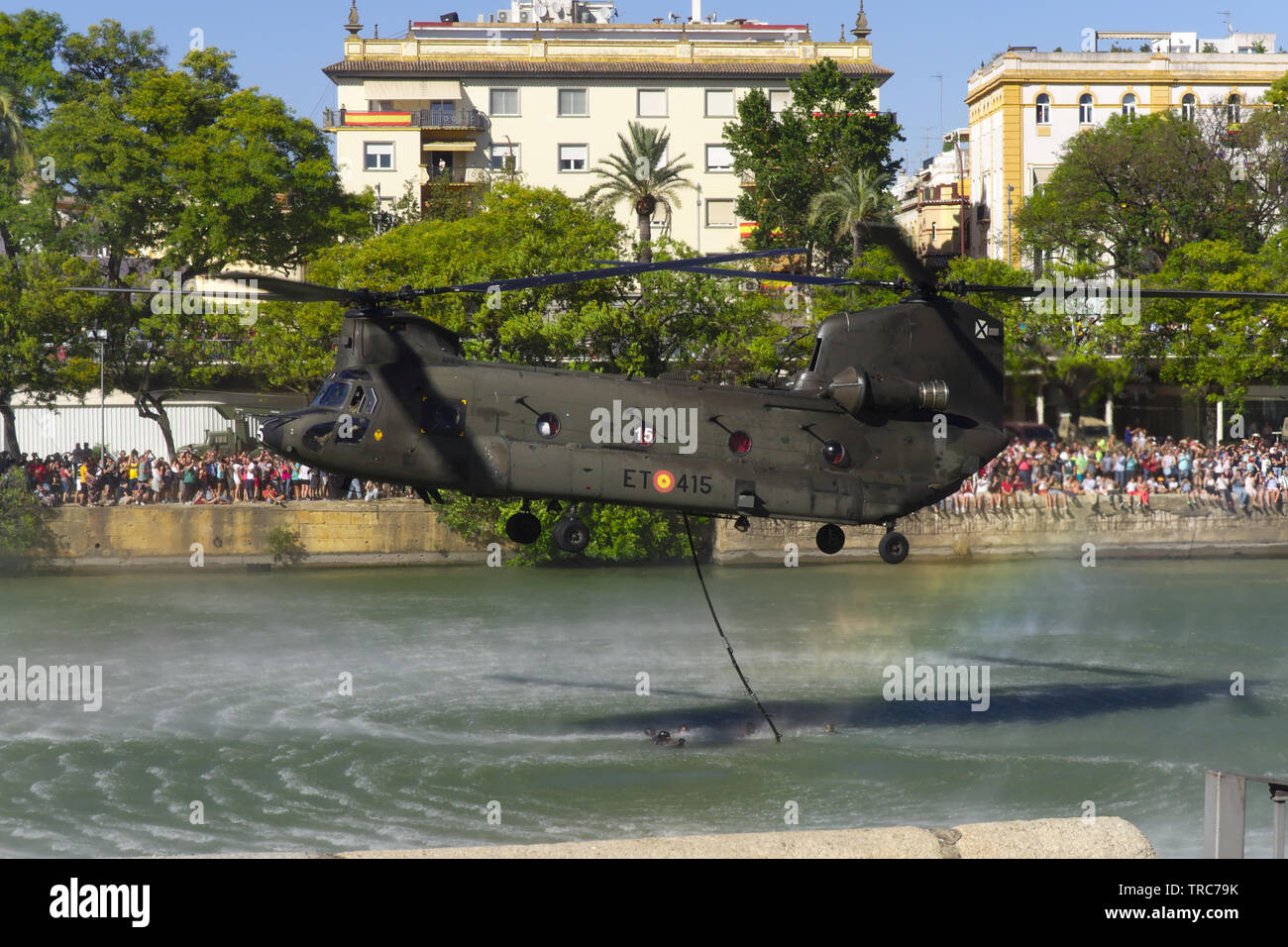 Seville, Spain; May 31st, 2019: CH47 Chinook helicopter from Spanish ...