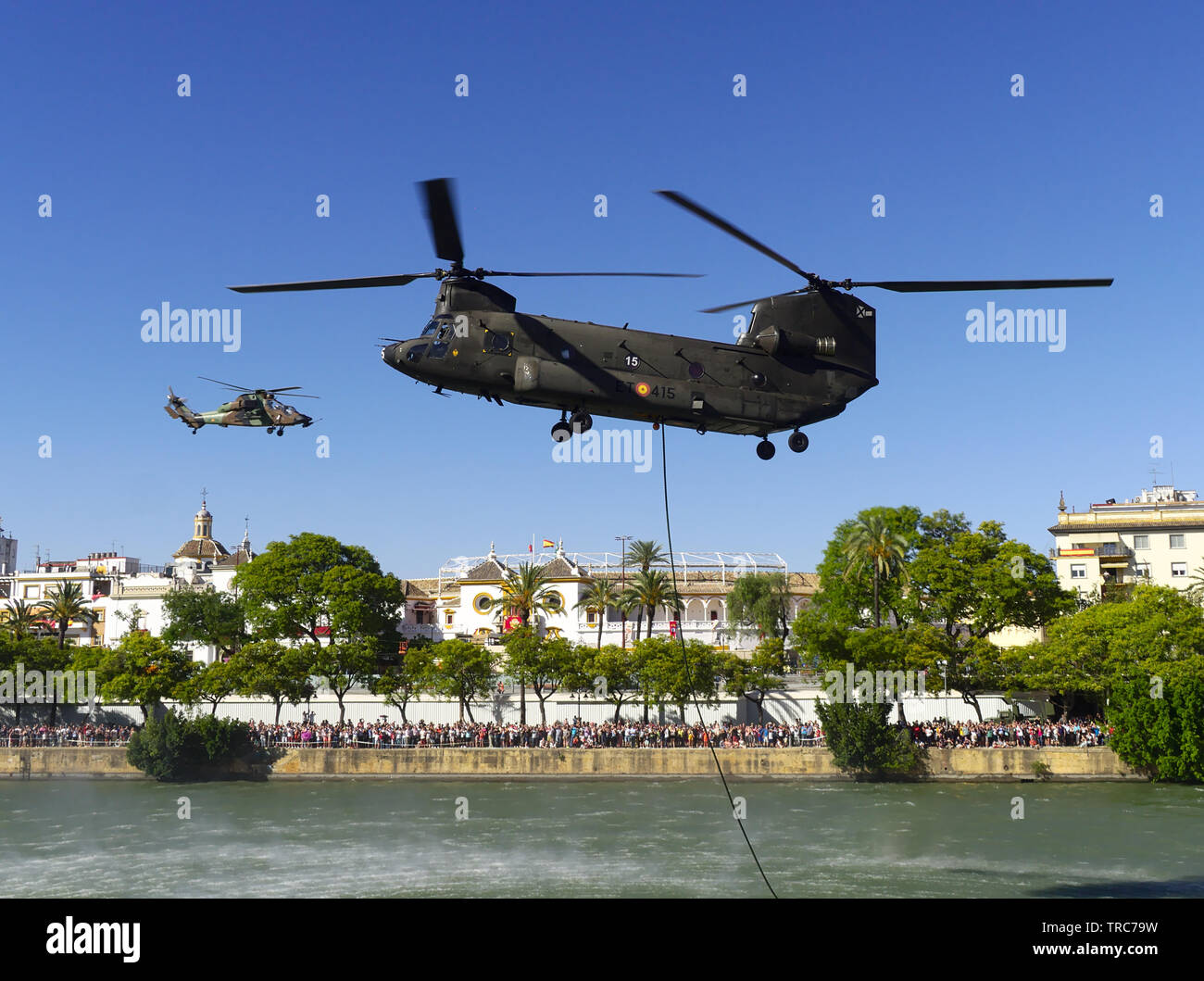 Seville, Spain; May 31st, 2019: CH47 Chinook helicopter from Spanish ...