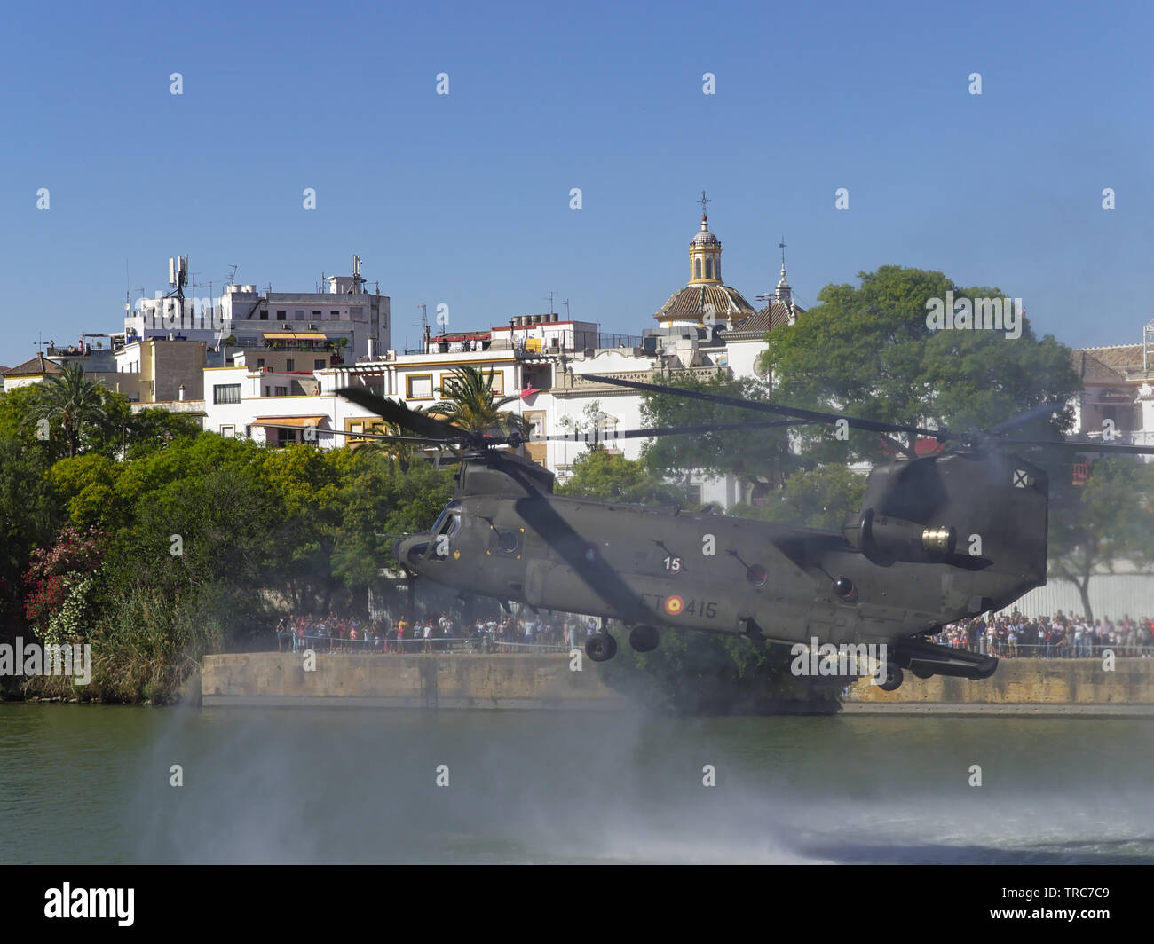 Seville, Spain; May 31st, 2019: CH47 Chinook helicopter from Spanish ...