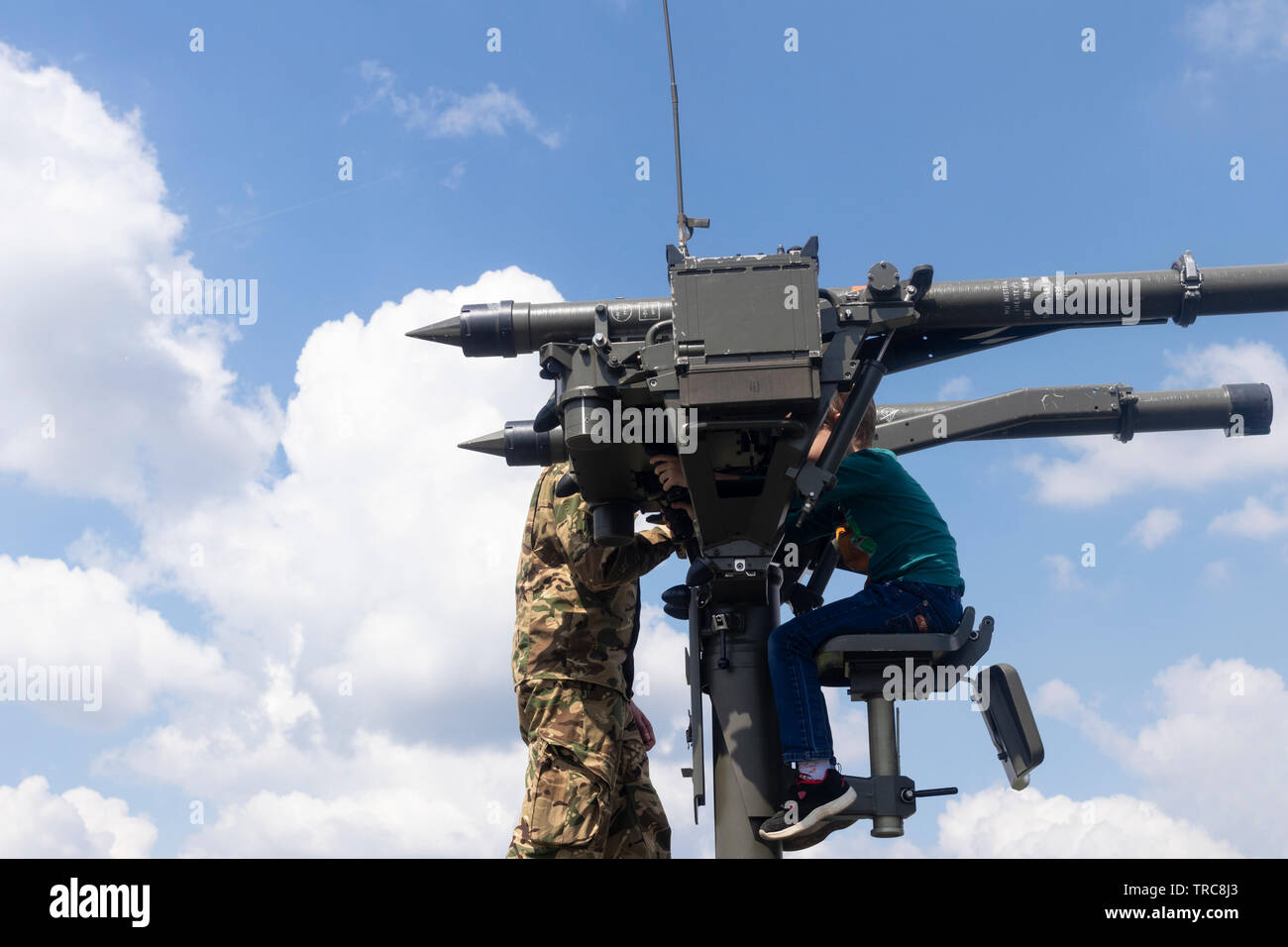 BUDAPEST/HUNGARY - 05.18, 2019: Child, age 6, sits in a Mistral ...