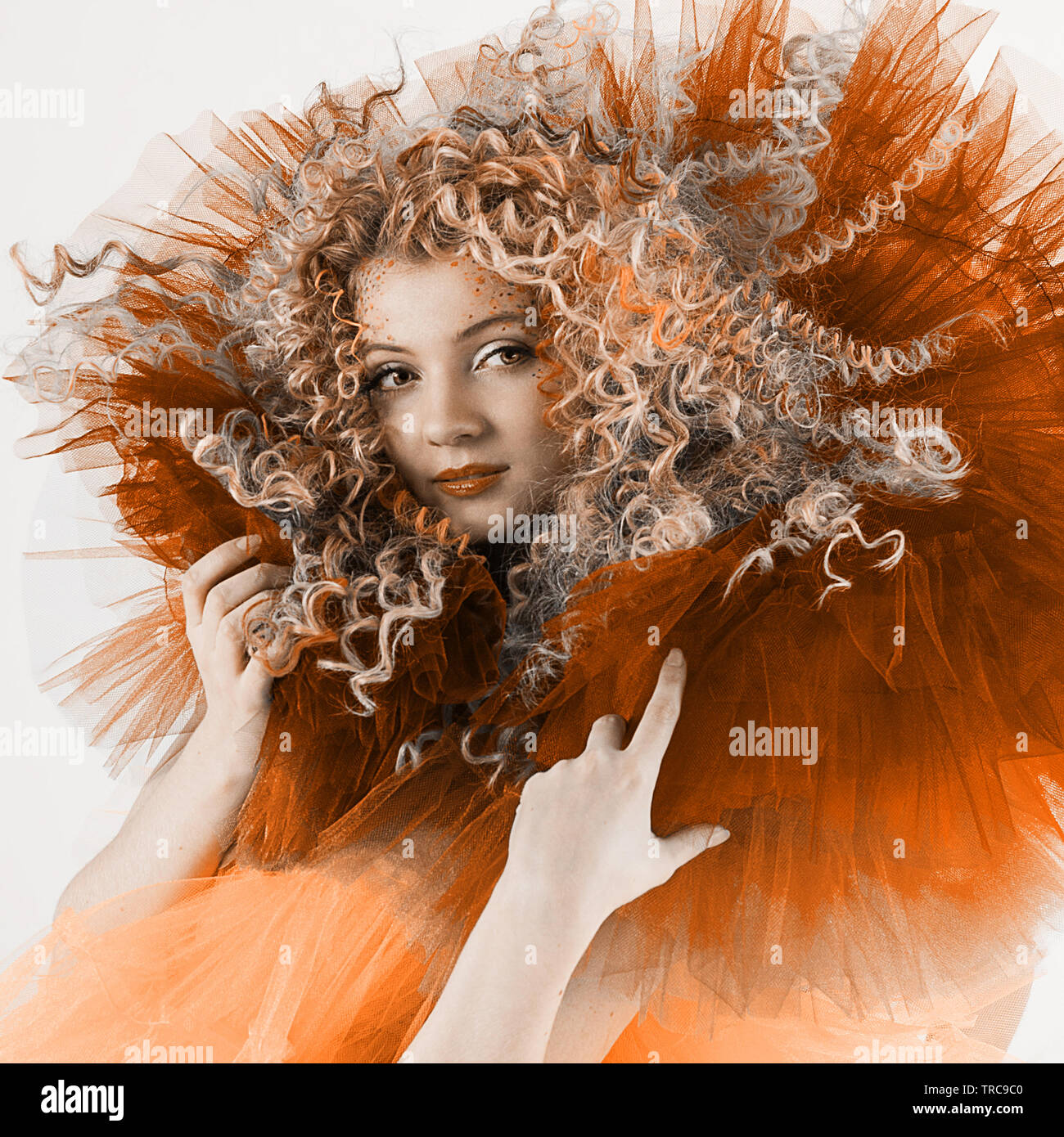 rainbow smiling girl on a white background Stock Photo - Alamy