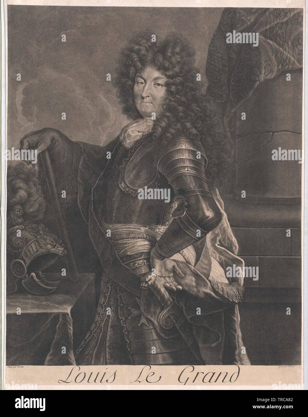 Louis XIV, King of France, engraving by Drevet, Additional-Rights ...