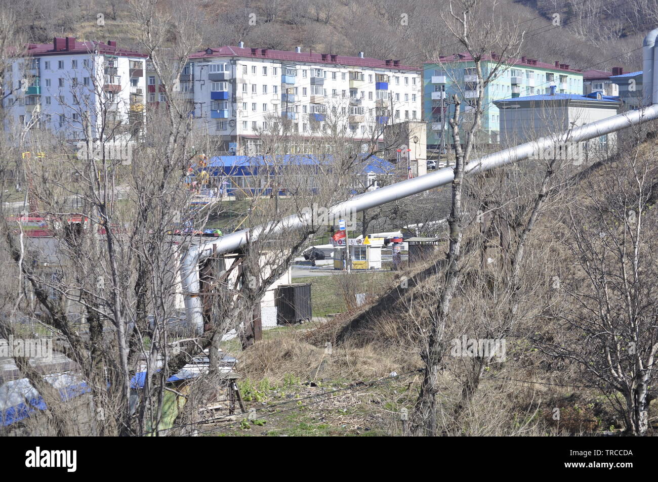 The port of Kholmsk on the western coast of south Sakhalin Island ...