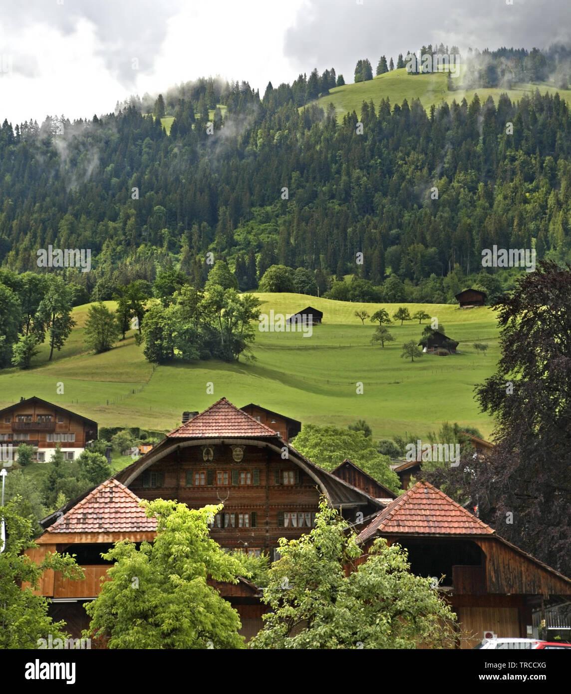 Erlenbach im Simmental village. Canton of Bern. Switzerland Stock Photo ...