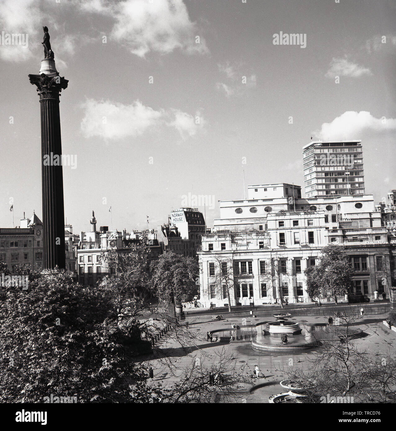 1960s, historical, Aerial view over Trafalgar Square, Westminster ...