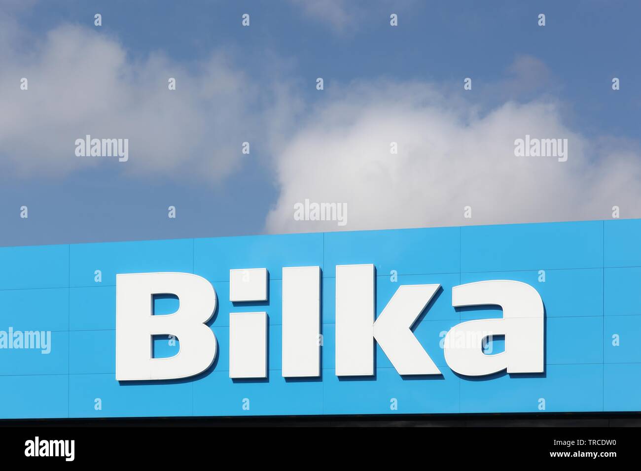 Herning, Denmark - April 9, 2016: Logo of the brand hypermarket Bilka ...