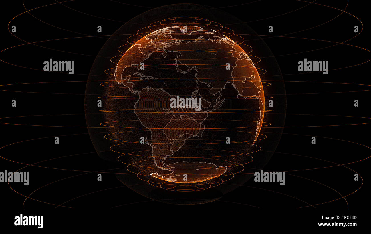 orange global network, illustration earth map particle, this element ...