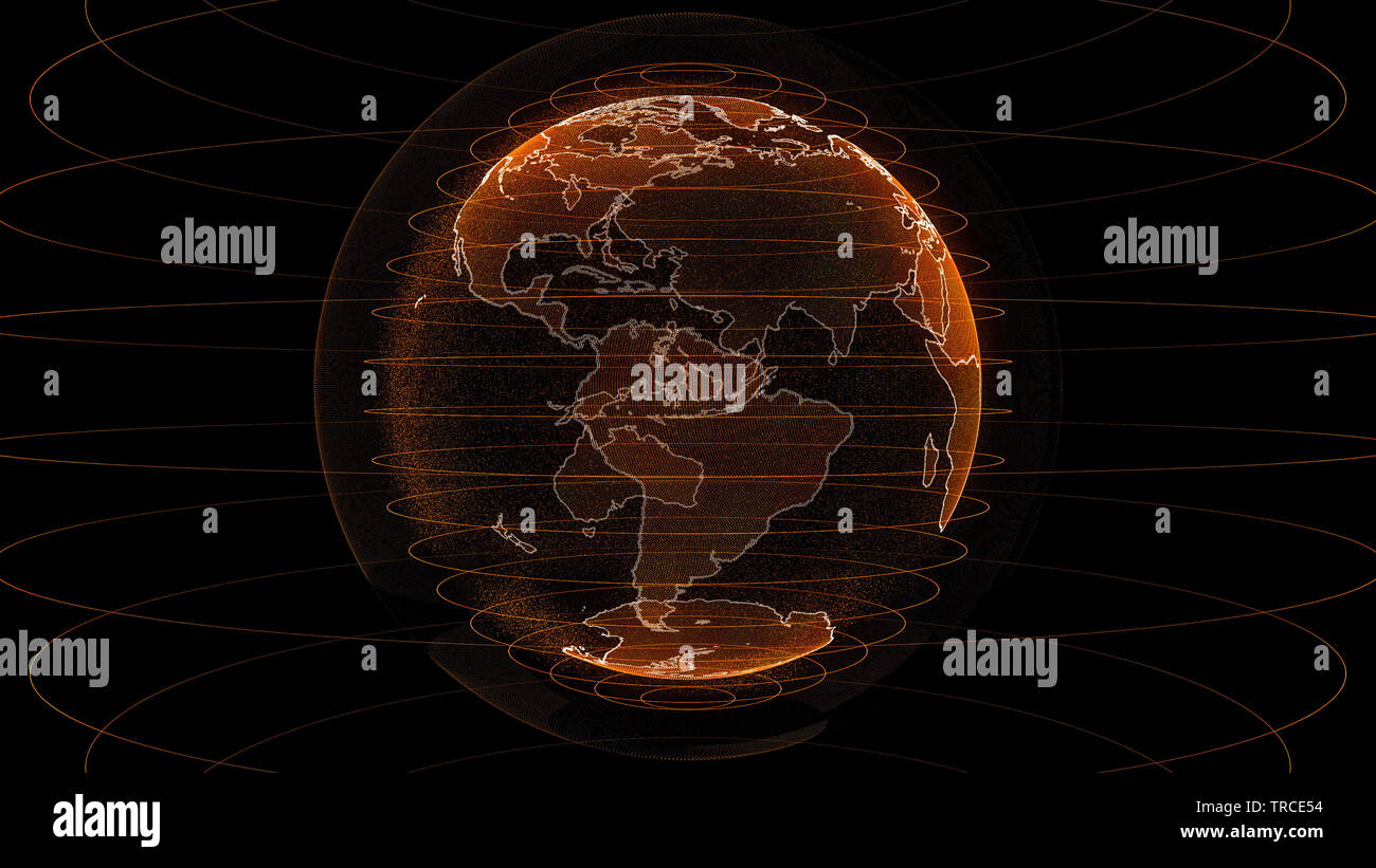 orange global network, illustration earth map particle, this element ...