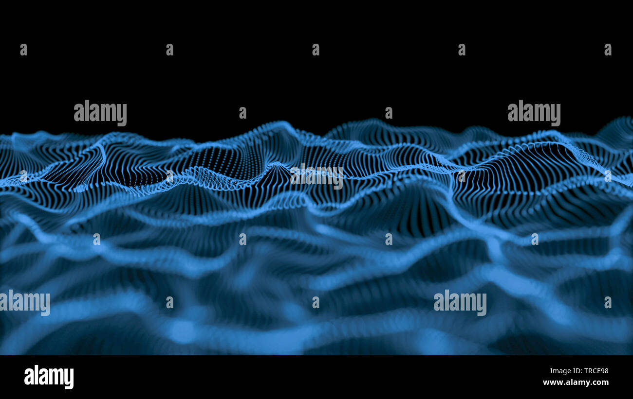 blue particle wave bokeh background and texture, illustration particles ...