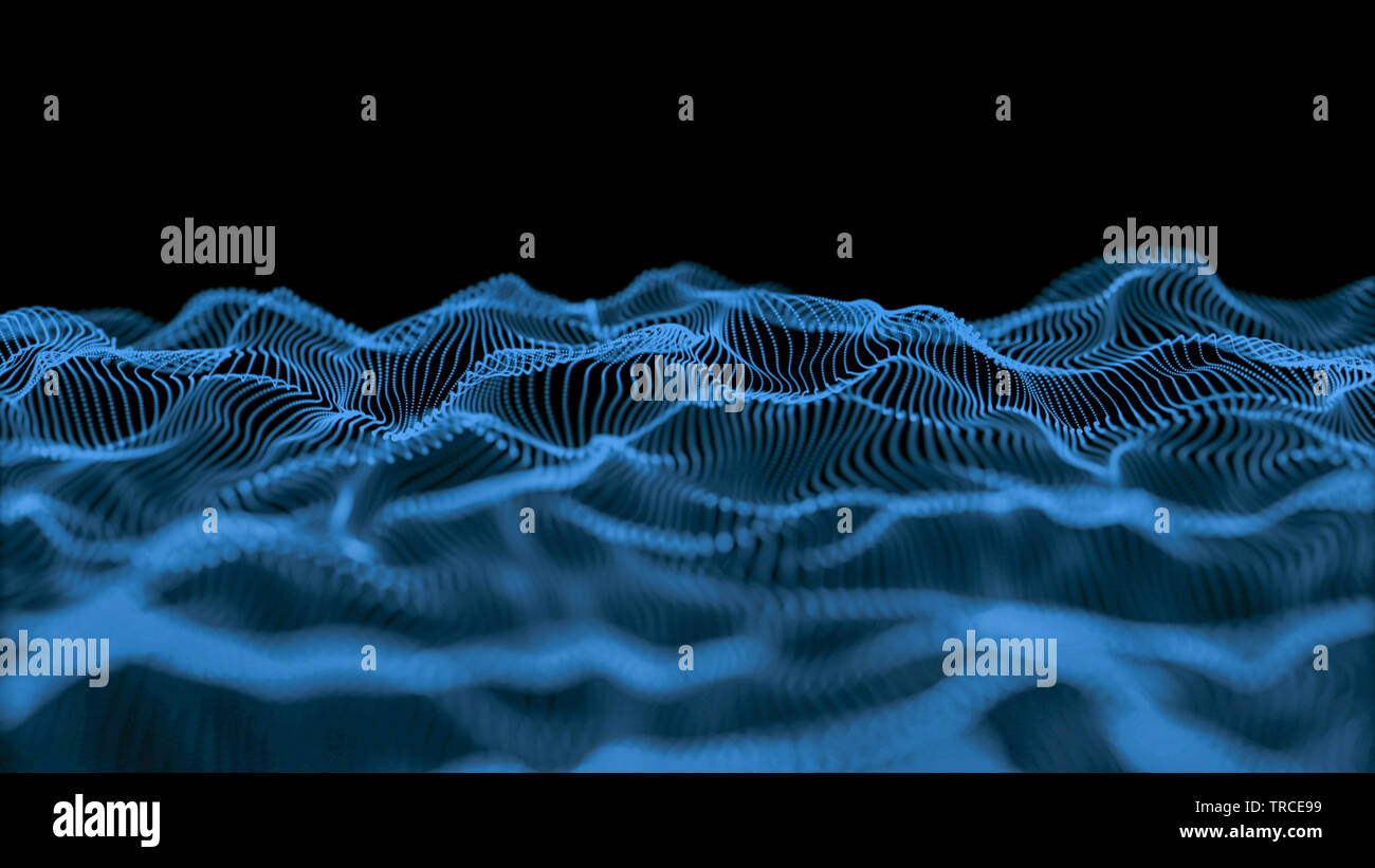 blue particle wave bokeh background and texture, illustration particles ...