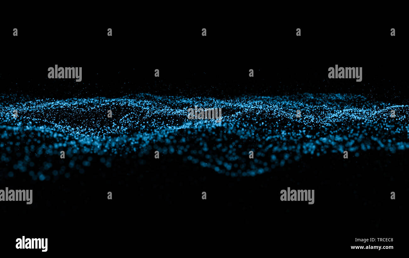 blue particle wave bokeh background and texture, illustration particles ...