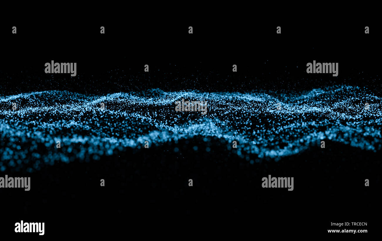 blue particle wave bokeh background and texture, illustration particles ...