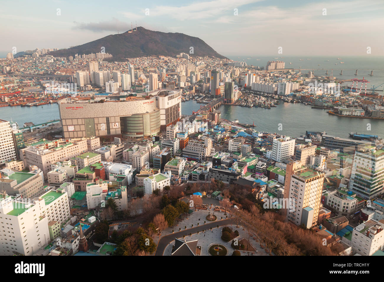 Busan, South Korea - March 14, 2018: Busan city landscape, bird eye ...