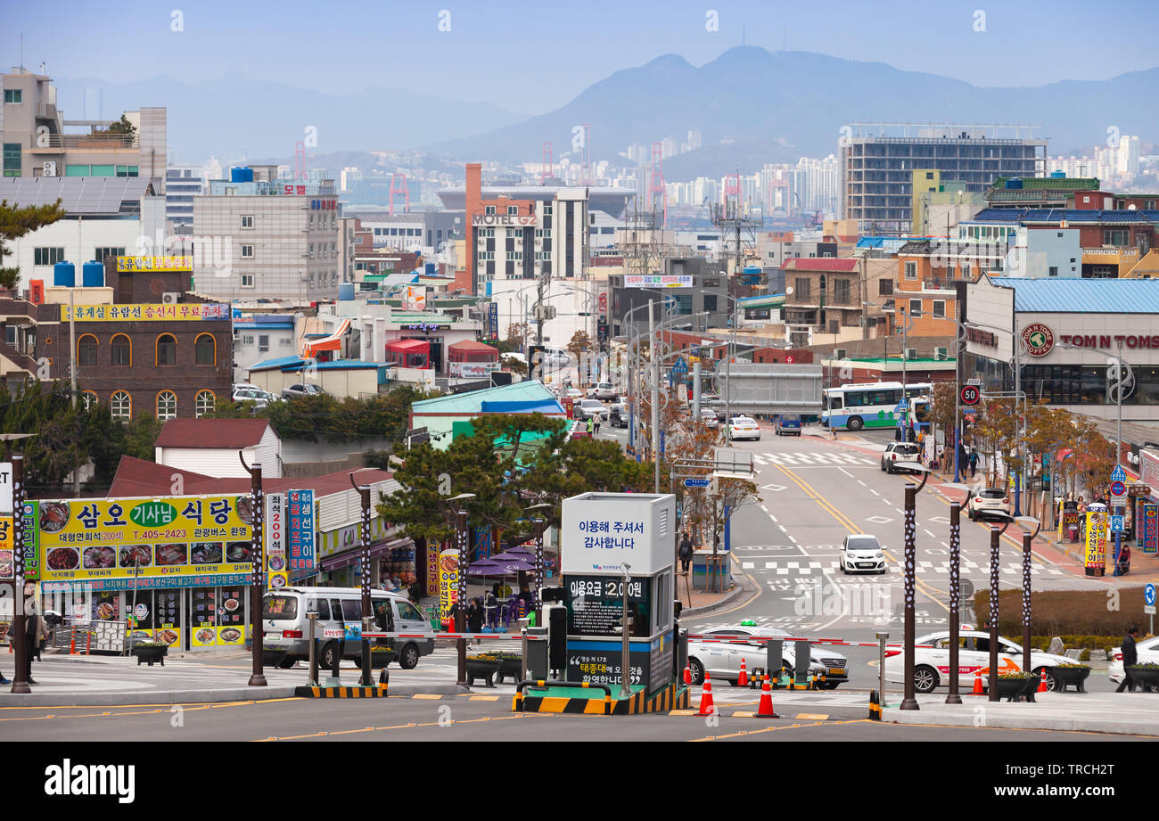 Busan, South Korea - March 22, 2018: Street view of Busan city ...