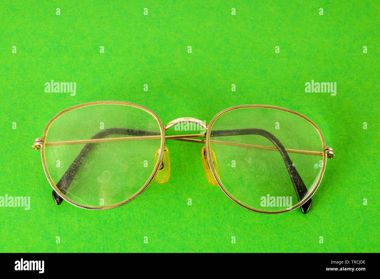 Close-up of eyeglasses Object on a colored Background Stock Photo - Alamy