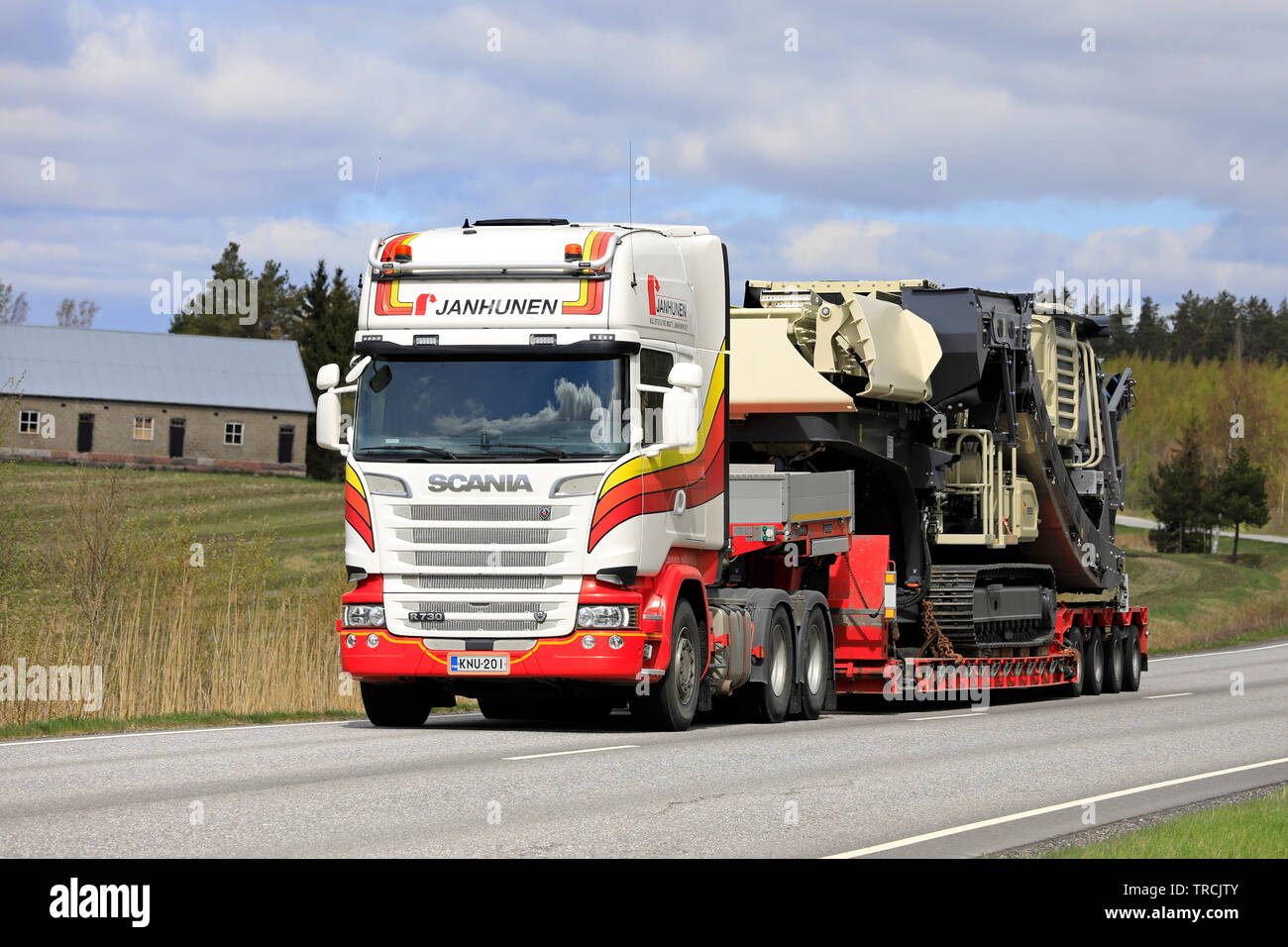 Salo, Finland - May 3, 2019: Road landscape of Scania R730 truck of ...