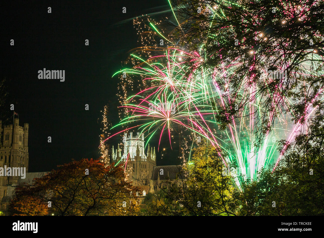 Ely Cathederal as seen during the firework display, the unique 14th ...