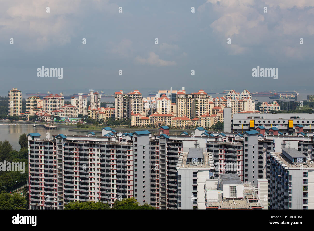 View of Tanjong Rhu luxury condominium in the background and HDB ...