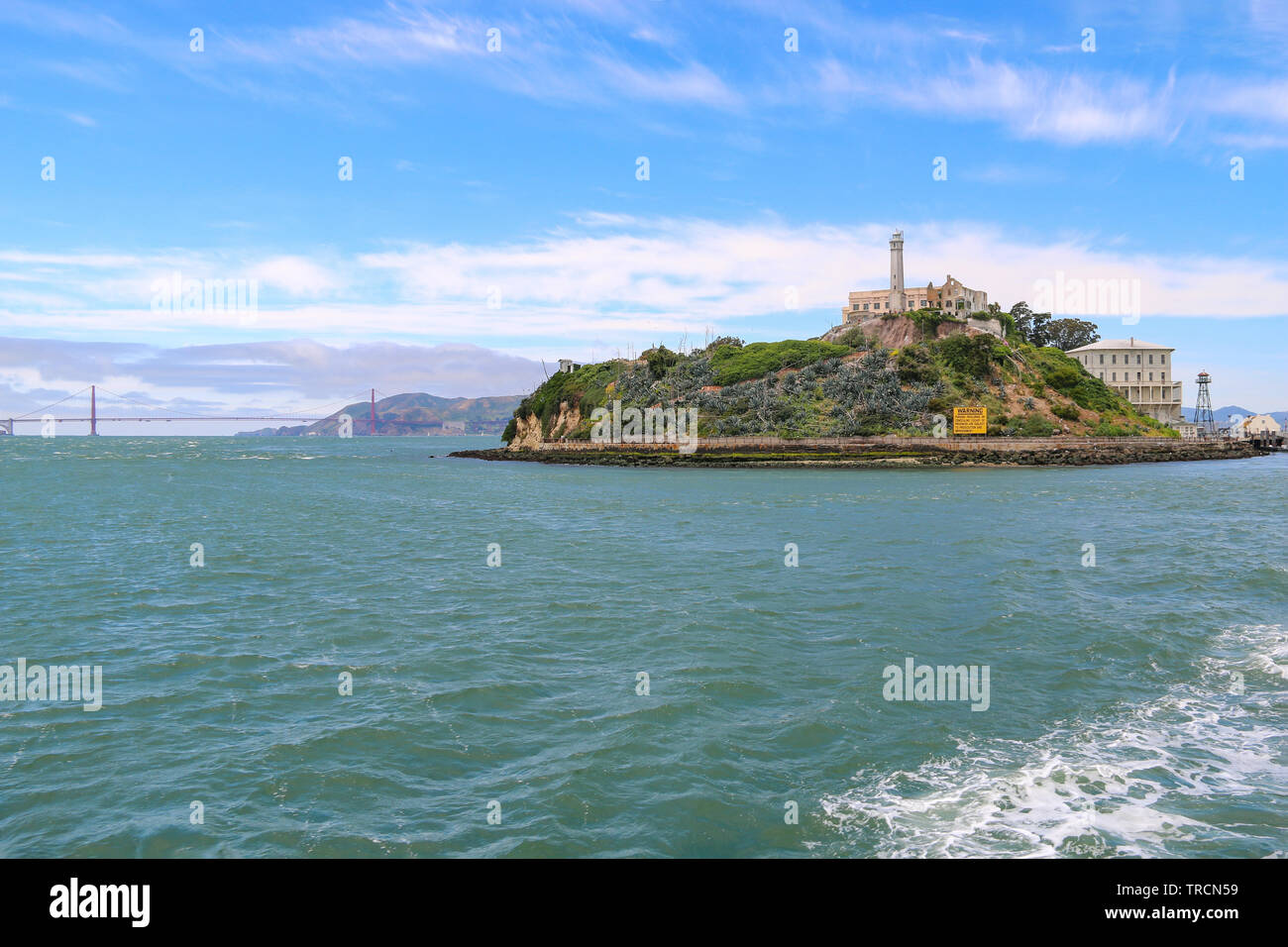 Alcatraz with Golden Gate Bridge, San Francisco Bay, California Stock ...