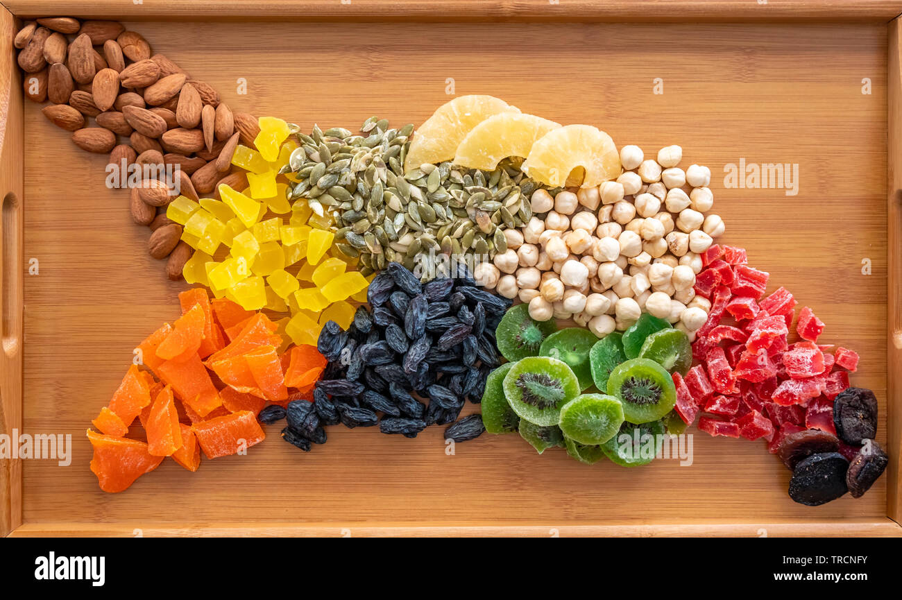 assorted nuts and raisins in the shape of the map of Georgia. Food ...