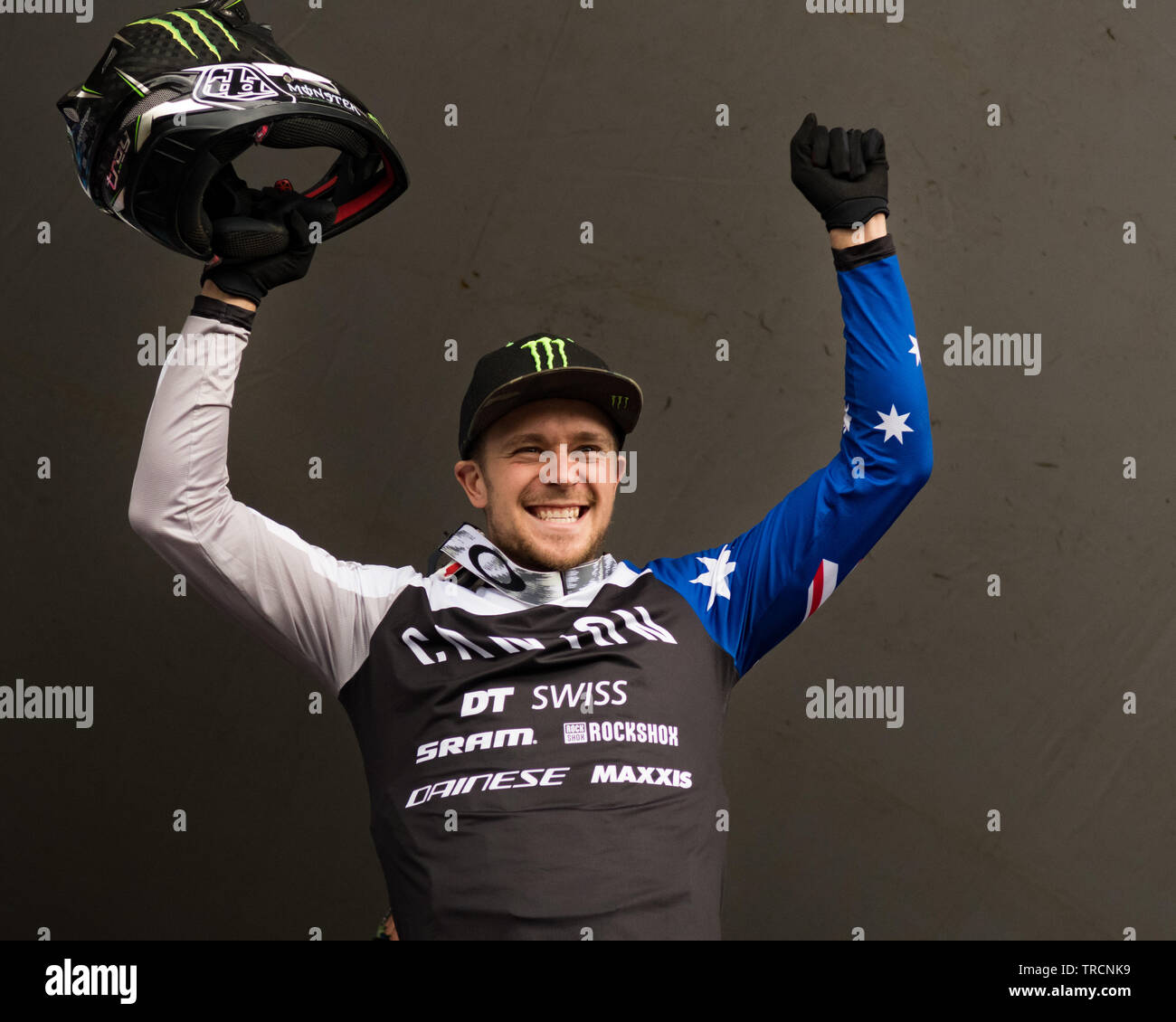 Troy Brosnan celebrating finishing second at the second stage of the ...