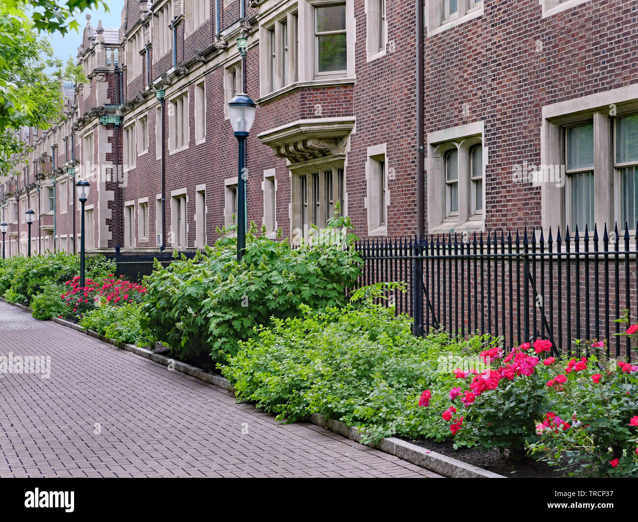 brick student residence building with gothic stylistic elements, such ...