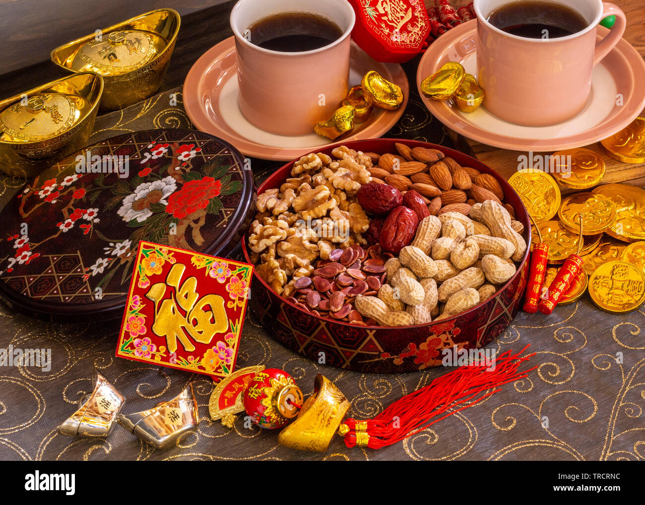 Chinese New Year snack box, traditionally served to guests. Chinese ...