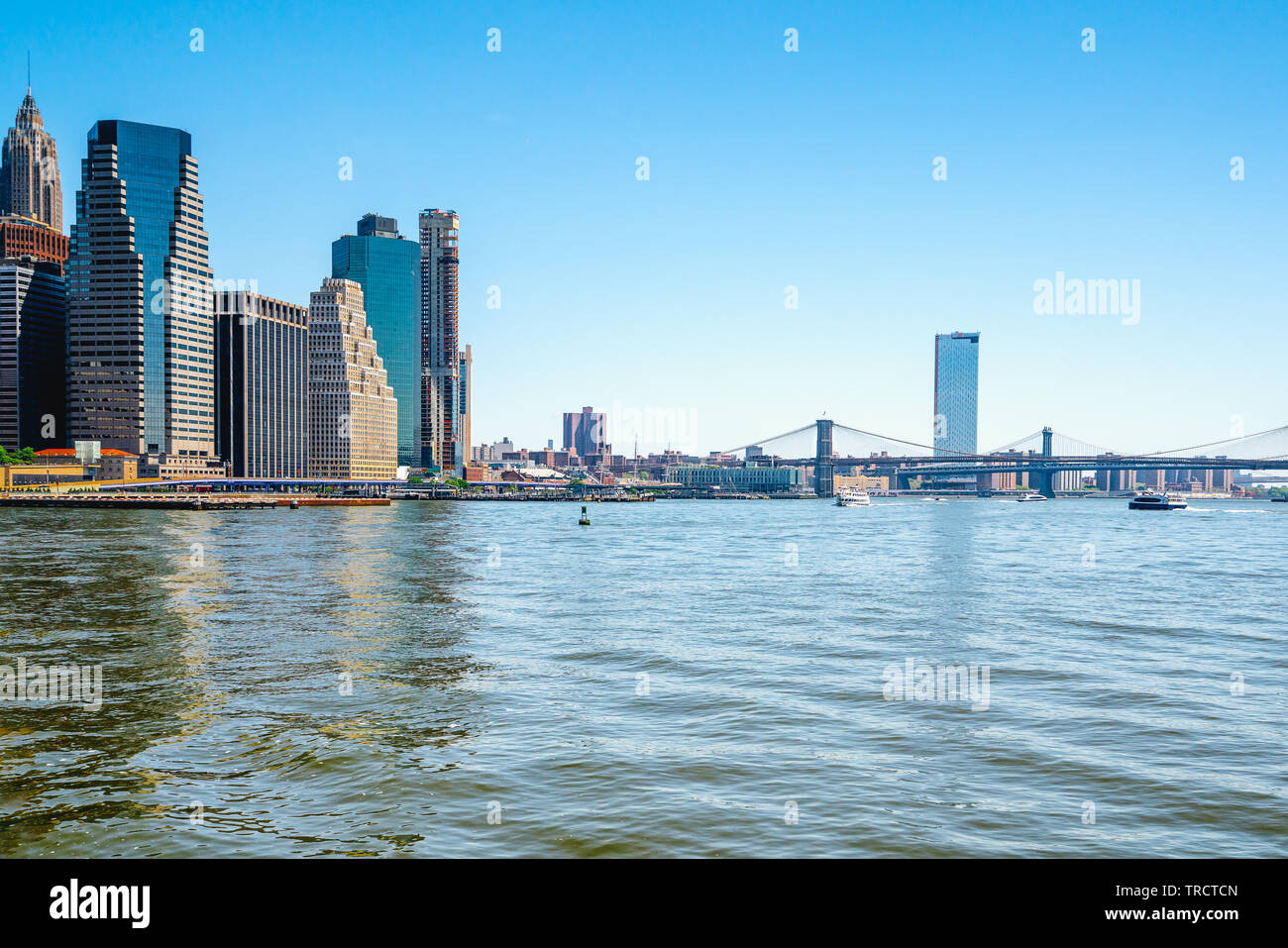 New York Bay. Boat Tour Journey Down the Hudson River and East river ...