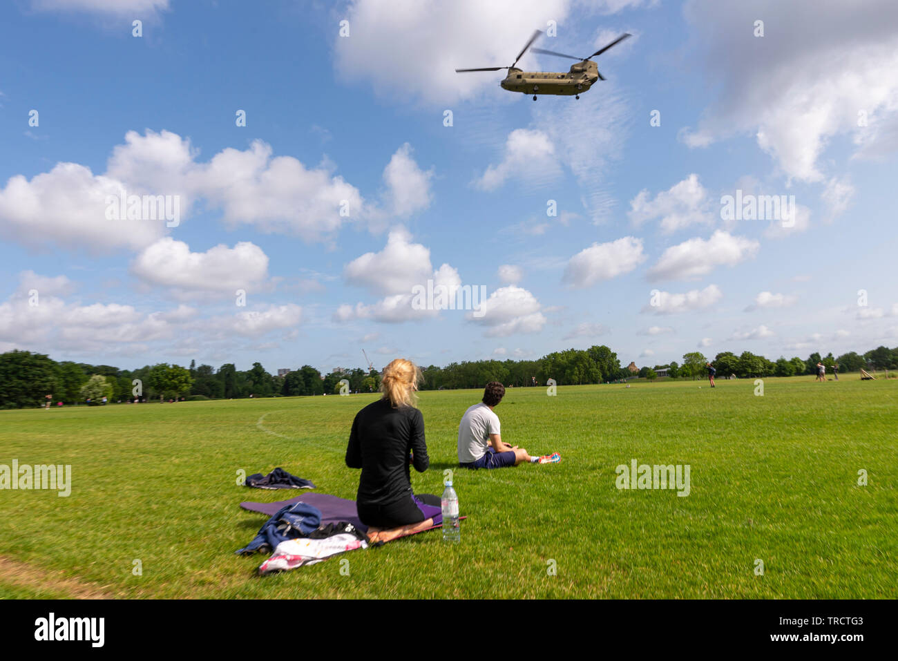 US Army Boeing Chinook transport helicopter flying as part of the ...