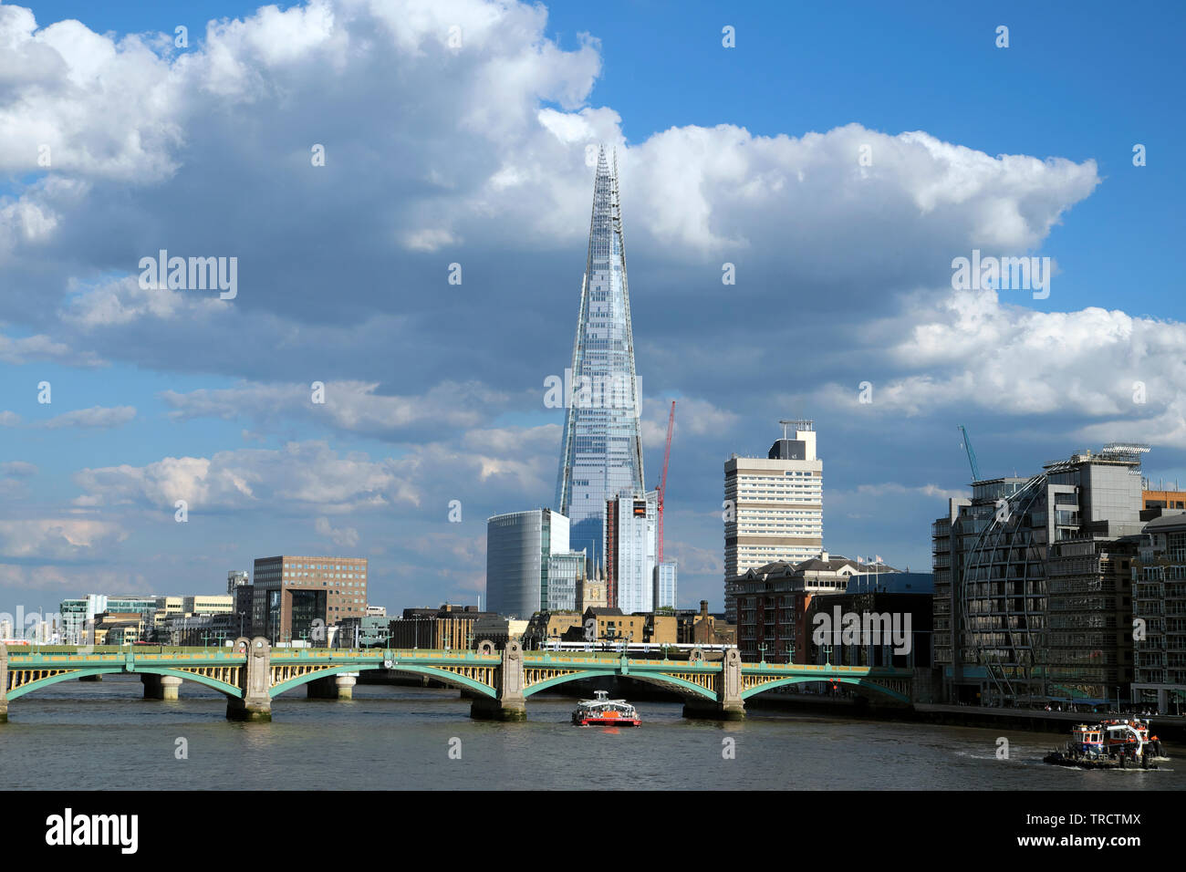 The Shard skyscraper building in cityscape view of South London and ...