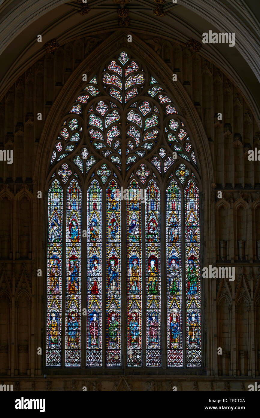 Medieval stained glass window depicting saints and bishops at York ...
