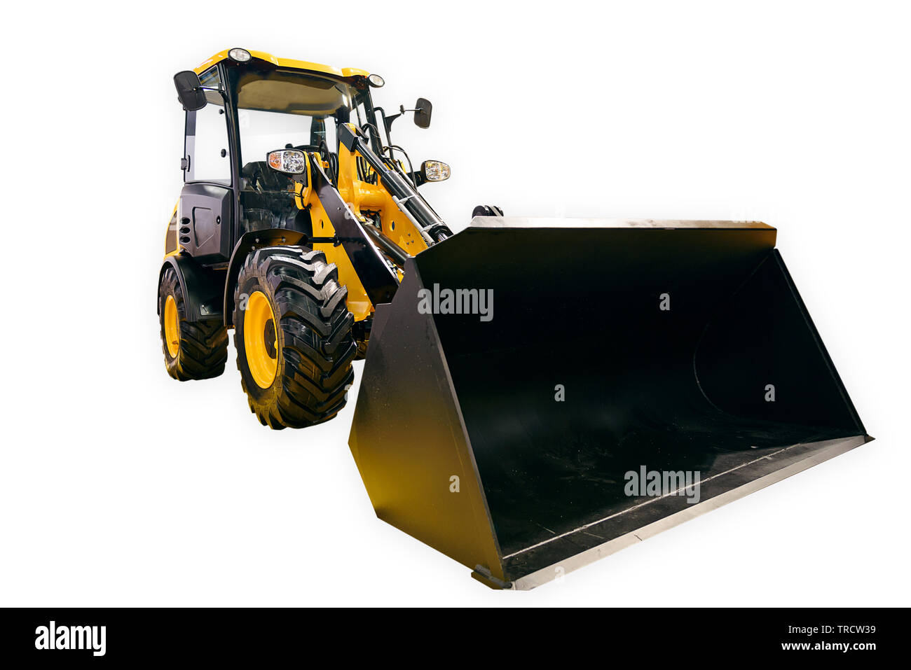 New generic yellow loader excavator isolated on a white background ...