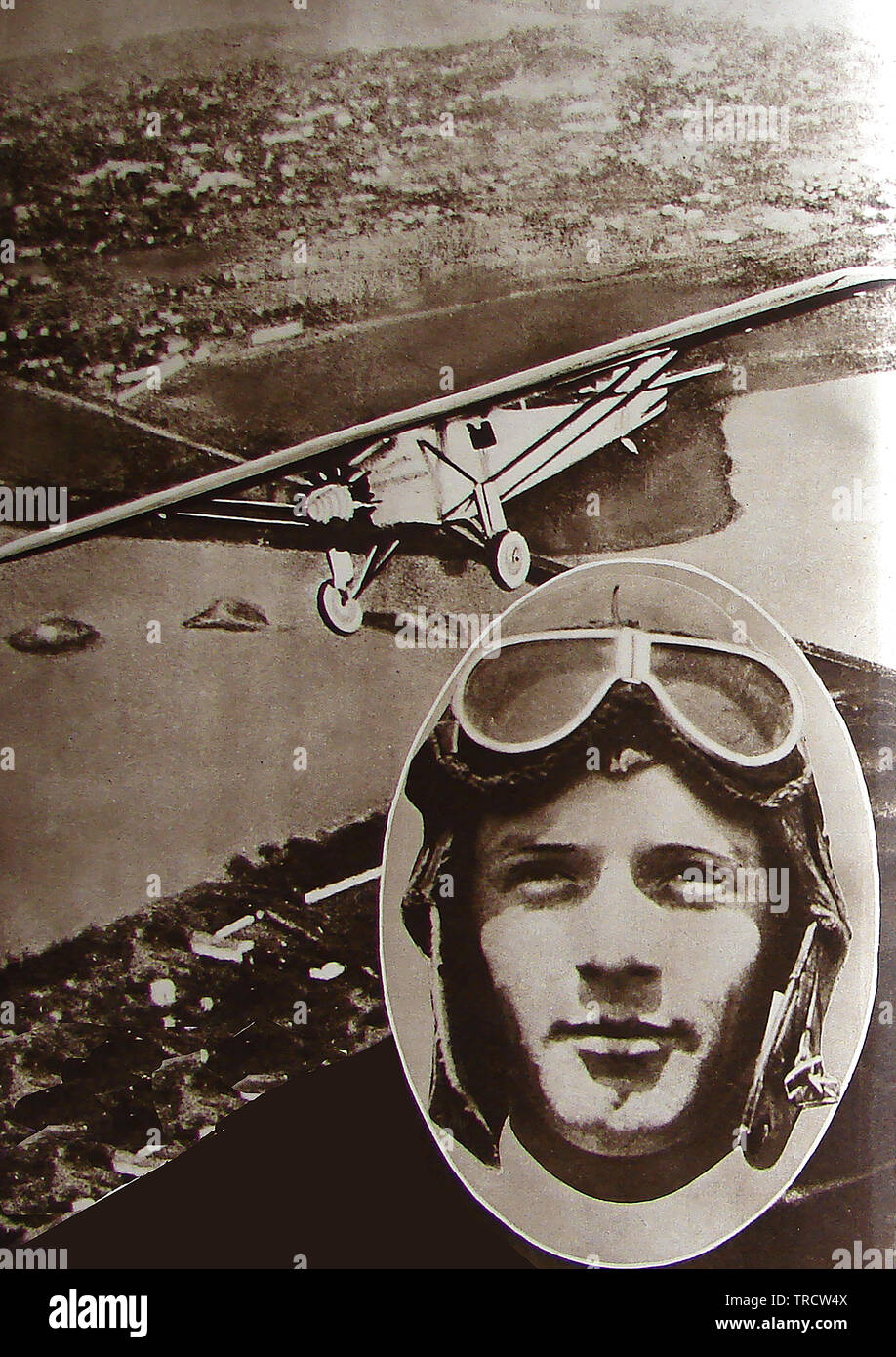 A printed photographic portrait of Charles Lindbergh Charles Augustus ...
