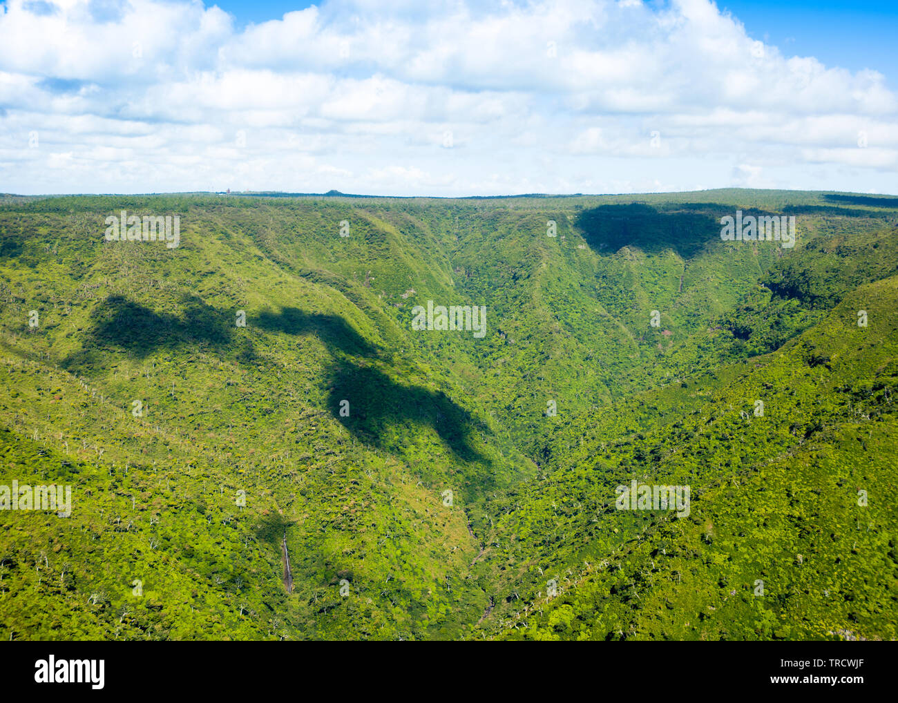 Aerial view of Black River Gorges National Park. Beautiful landscape of ...
