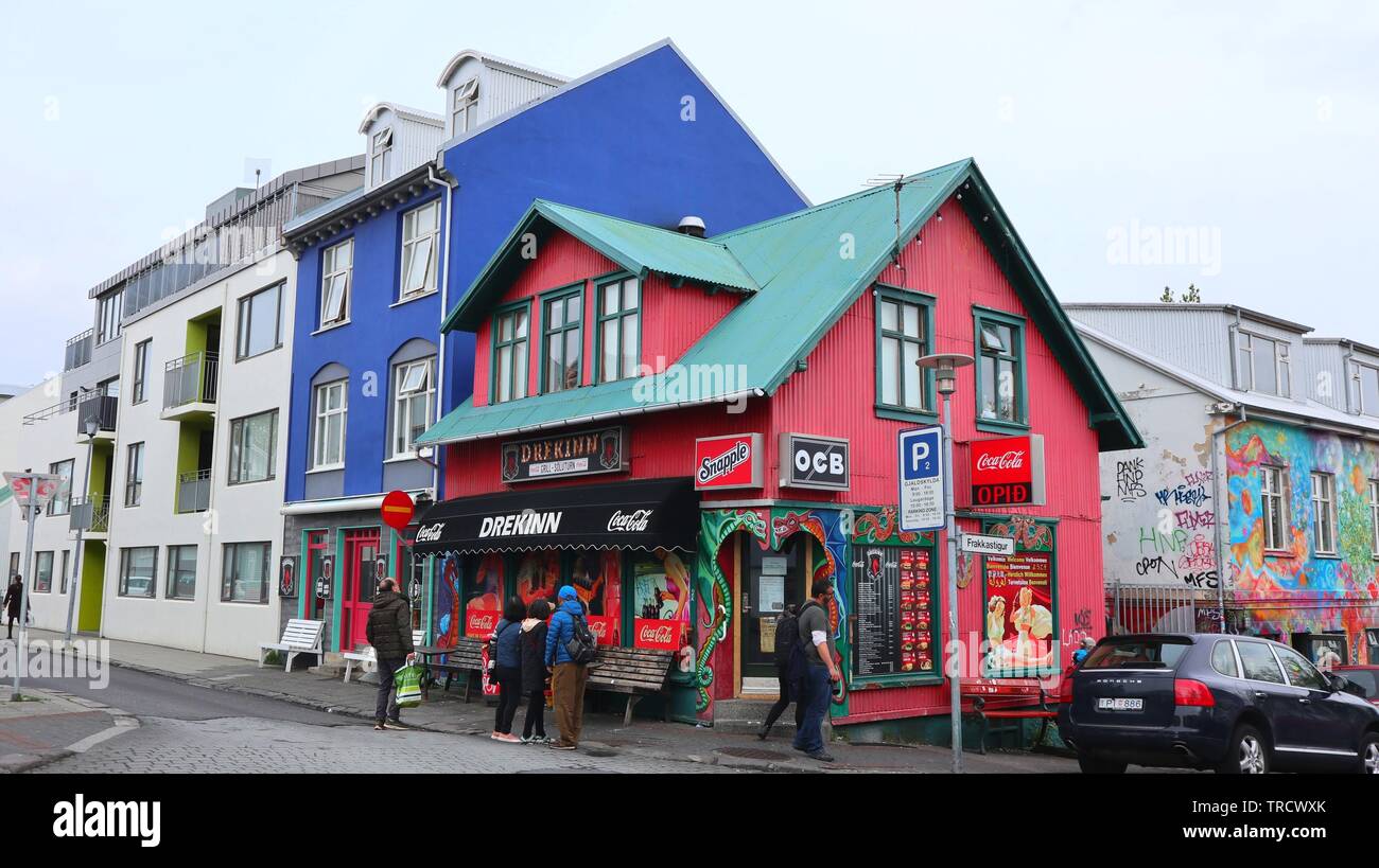Vibrant colored buildings in citycentre of Reykjavik Stock Photo - Alamy