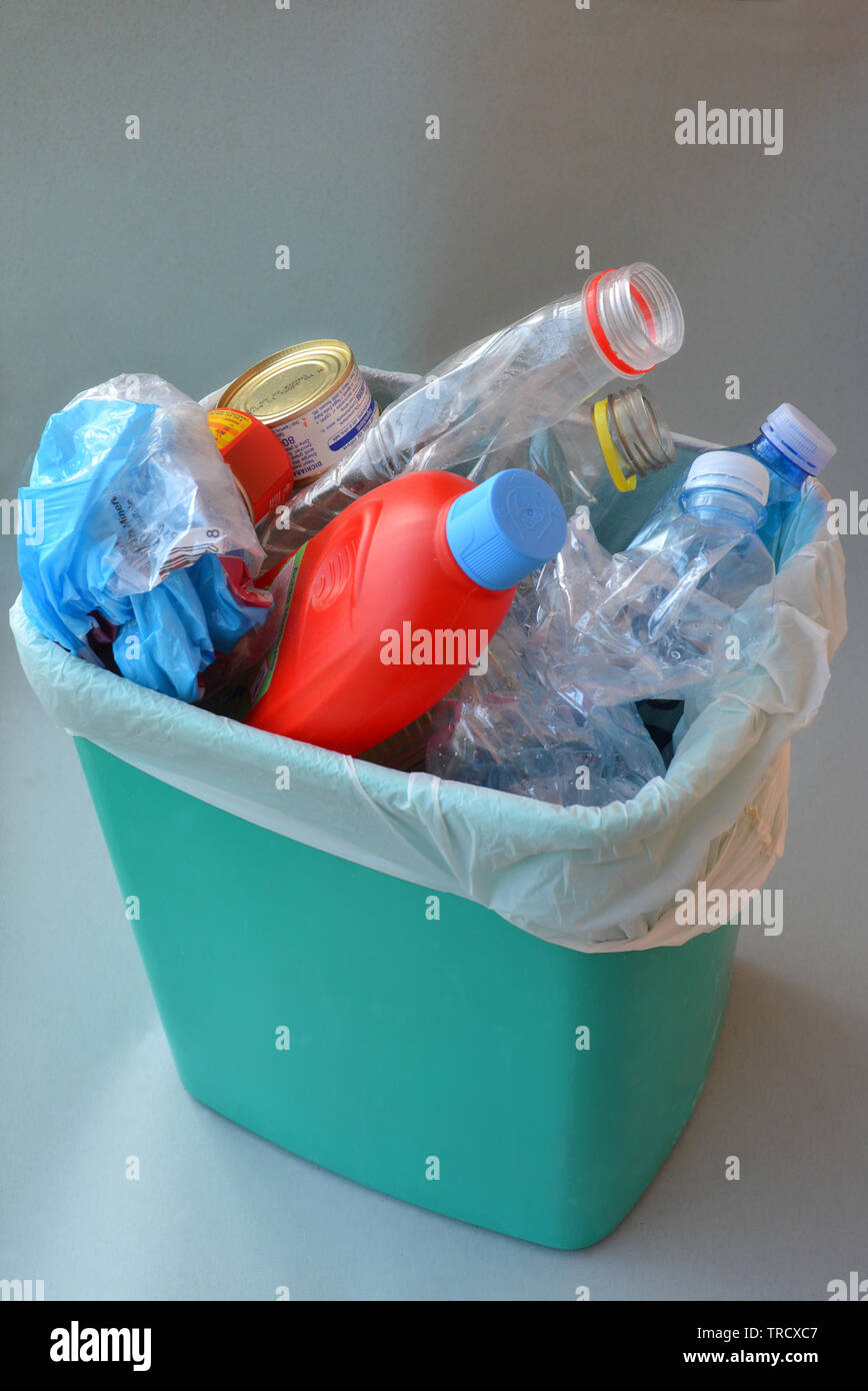 Bin full of plastic waste Stock Photo - Alamy