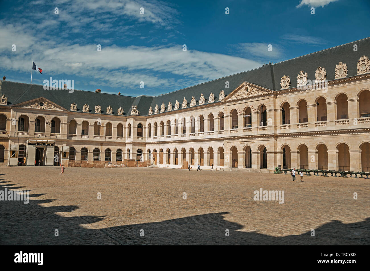 View of the inner courtyard of the Les Invalides Palace with old ...
